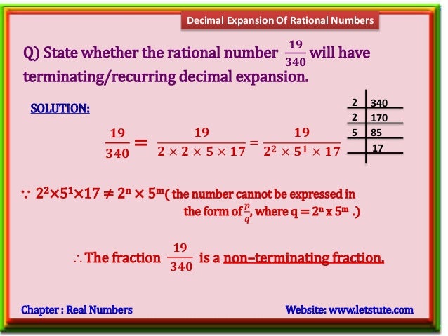 Real Numbers - Decimal expansion of rational numbers for Grade/Class1…