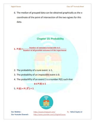 Class 10th maths formula sheet | PDF