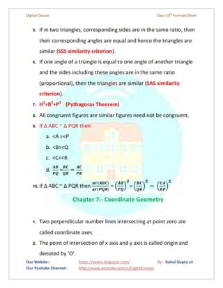 Class 10th maths formula sheet | PDF