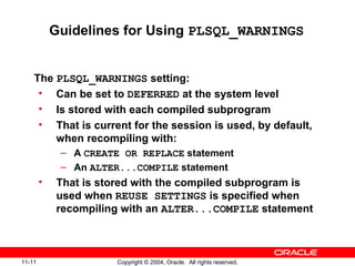 11 Understanding and Influencing the PL/SQL Compilar | PPT | Databases ...
