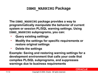 11 Understanding and Influencing the PL/SQL Compilar | PPT | Databases | Computer Software and ...