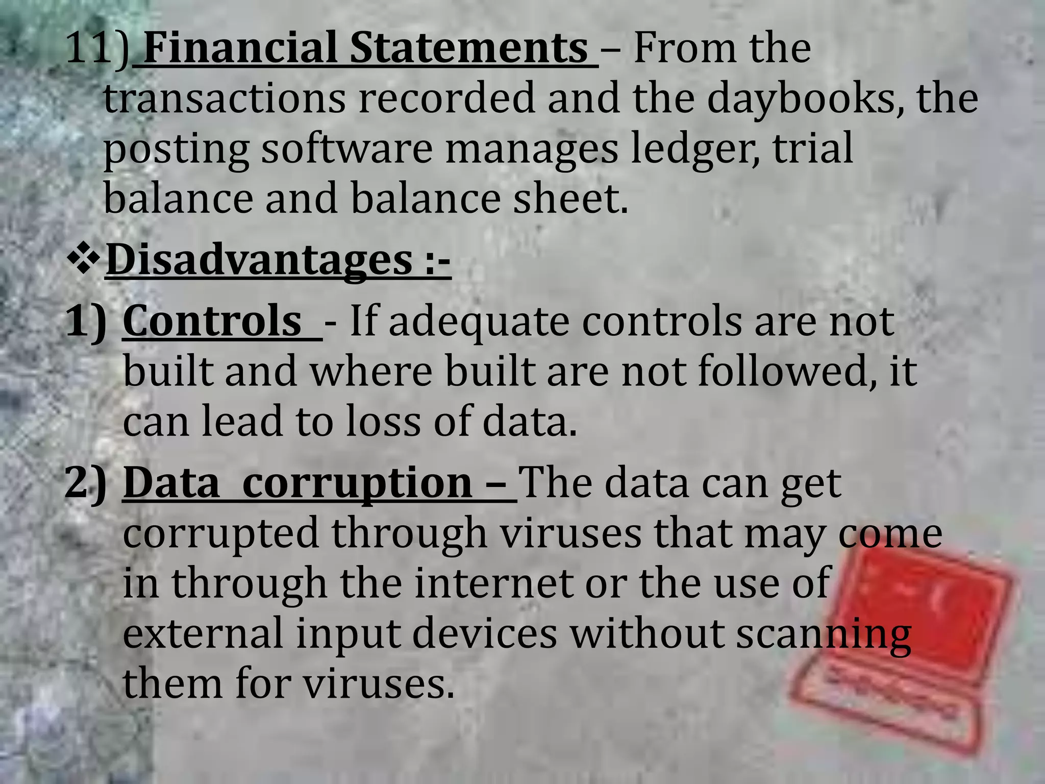 Automation of Accounting process & Advantages/Disadvantages of Computerized accounting | PPTX