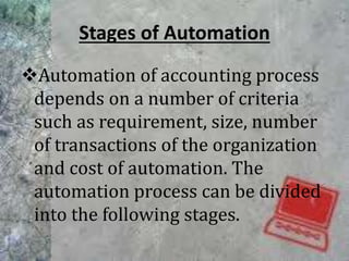Automation of Accounting process & Advantages/Disadvantages of ...
