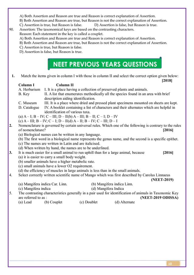 Class 11 Biology Topic Wise Line by Line Questions Chapter 1 Living ...