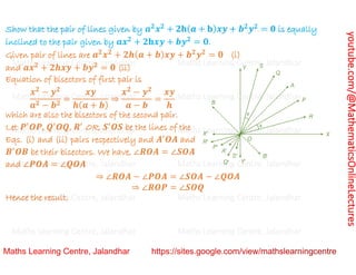Class 11 Chapter 10 Straight (Homogeneous equation of degree 2) Lecture 11.pdf