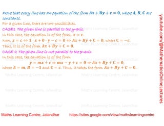 Class 11 Chapter 10 Straight Lines Equation a line (General equation ...