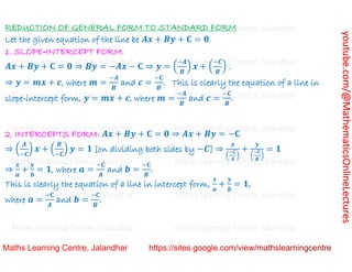 Class 11 Chapter 10 Straight Lines Equation a line (General equation ...