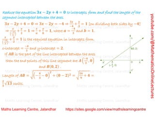 Class 11 Chapter 10 Straight Lines Equation a line (General equation ...