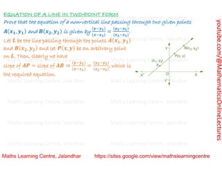 Class 11 Chapter 10 Straight Lines Equation a line (Point slope form, two-point form) _ Lecture ...