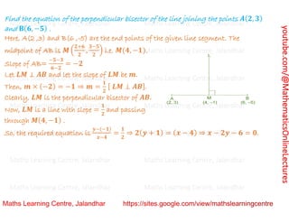 Class 11 Chapter 10 Straight Lines Equation a line (Point slope form, two-point form) _ Lecture ...