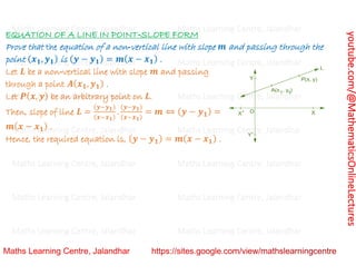 Class 11 Chapter 10 Straight Lines Equation a line (Point slope form ...