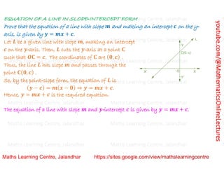Class 11 Chapter 10 Straight Lines Equation a line (Slope intercept ...