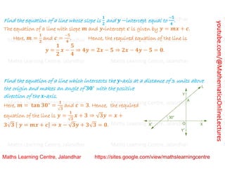 Class 11 Chapter 10 Straight Lines Equation a line (Slope intercept form) _ Lecture 3.pdf