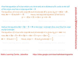 Class 11 Chapter 10 Straight Lines Equation a line (Slope intercept form) _ Lecture 3.pdf