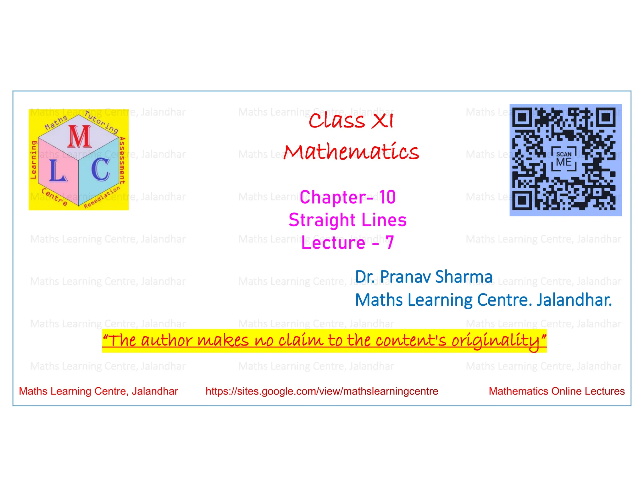 Class 11 Chapter 10 Straight Lines Parametric Form Poisition Of A