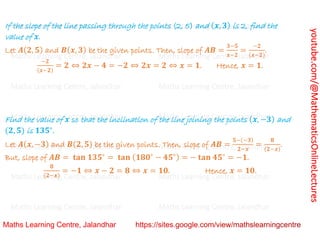 Class 11 Chapter 10 Straight Lines _ Slope of a line (Angle between ...