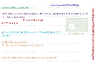 Class 11_ Chapter 1_Sets (Operations on Sets) _ Lecture 3 | PPT