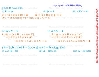 Class 11_ Chapter 1_Sets (Operations on Sets) _ Lecture 3 | PPT