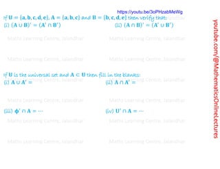 Class 11_ Chapter 1_Sets (Operations on Sets) _ Lecture 3 | PPT