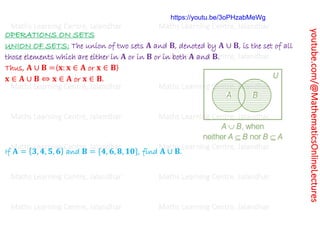 Class 11_ Chapter 1_Sets (Operations on Sets) _ Lecture 3 | PPT