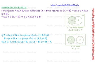 Class 11_ Chapter 1_Sets (Operations on Sets) _ Lecture 3 | PPT