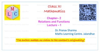 Class 11_ Chapter 2_Relations and Functions (Ordered Pair and Cartesian ...