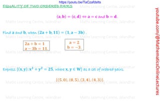Class 11_ Chapter 2_Relations and Functions (Ordered Pair and Cartesian ...