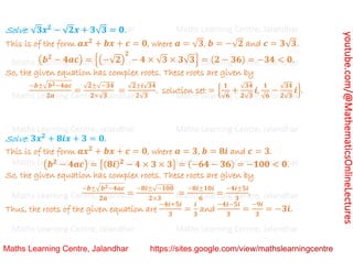 Class 11 Chapter 5 Complex Numbers and Quadratic Equations (Complex ...