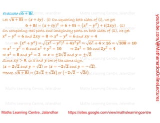 Class 11 Chapter 5 Complex Numbers and Quadratic Equations (Complex roots and square roots ...
