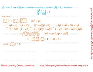 Class 11 Chapter 5 Complex Numbers and Quadratic Equations (Modulus and conjugate) Lecture 2.pdf