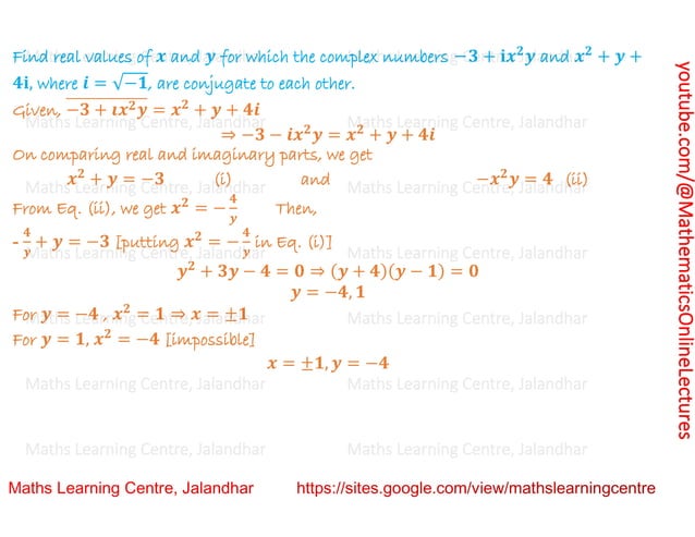 Class 11 Chapter 5 Complex Numbers And Quadratic Equations Modulus And Conjugate Lecture 2pdf