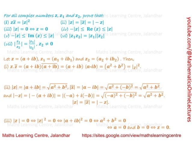 Class 11 Chapter 5 Complex Numbers And Quadratic Equations Modulus And Conjugate Lecture 2pdf
