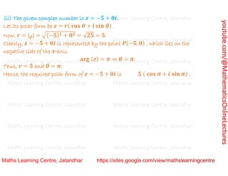 Class 11 Chapter 5 Complex Numbers and Quadratic Equations (Polar form ...