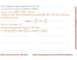 Class 11 Chapter 5 Complex Numbers and Quadratic Equations (Polar form ) Lecture 3.pdf | Free ...