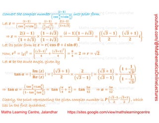 Class 11 Chapter 5 Complex Numbers and Quadratic Equations (Polar form ) Lecture 3.pdf