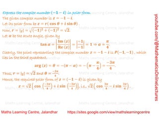 Class 11 Chapter 5 Complex Numbers and Quadratic Equations (Polar form ) Lecture 3.pdf