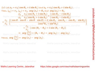 Class 11 Chapter 5 Complex Numbers and Quadratic Equations (Polar form ...