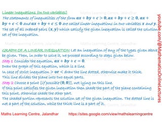 Class 11_ Chapter 6 _Linear Inequations_ linear inequations in two ...