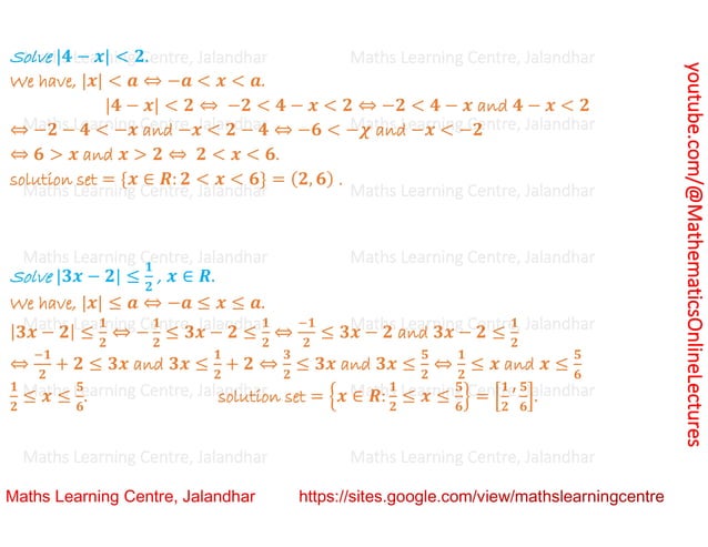 Class 11 Chapter 6 Linear Inequations (One varibale, modulus function ...