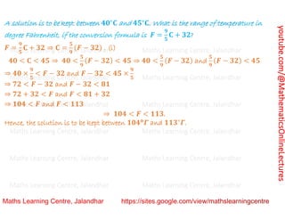 Class 11 Chapter 6 Linear Inequations (system of linear inequations ...