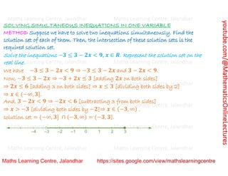 Class 11 Chapter 6 Linear Inequations (system of linear inequations ...