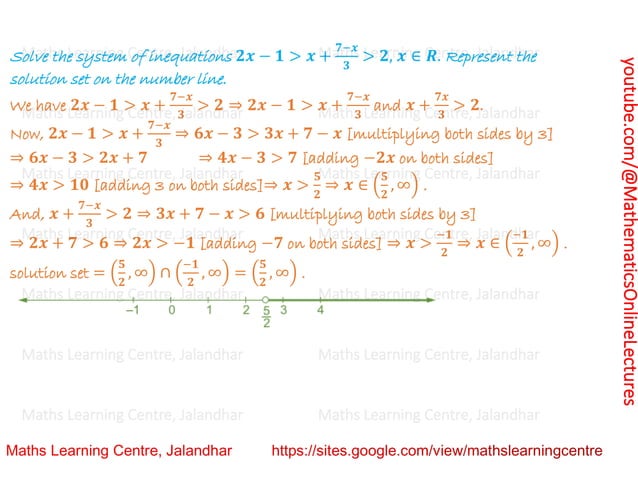 Class 11 Chapter 6 Linear Inequations (system of linear inequations ...