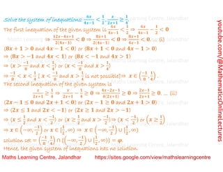 Class 11 Chapter 6 Linear Inequations (system of linear inequations ...