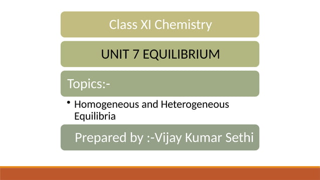 Class 11 Chapter 7 Equilibrium.pptx presentation | PPTX | Chemistry | Science