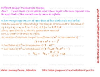 Class 11_Chapter 7_Permutation and combinations (Dearrangements and multinomial theorem) Lecture ...