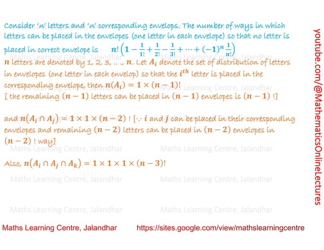 Class 11chapter 7permutation And Combinations Dearrangements And