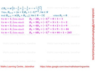 Class 11_Chapter 7_Permutation and combinations (Dearrangements and multinomial theorem) Lecture ...