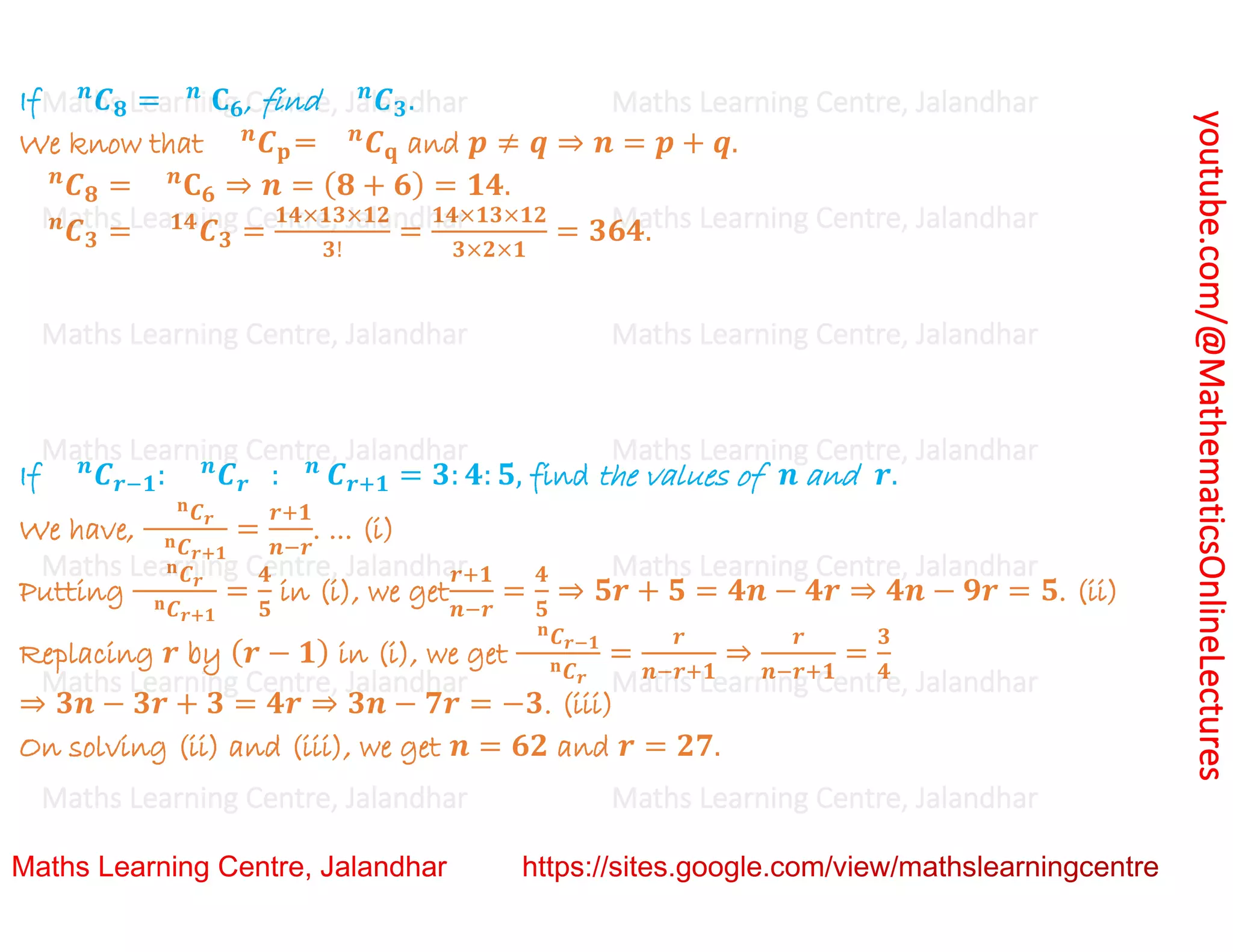 Class 11 Chapter 7 Permutations And Combinations Combinationsbasics