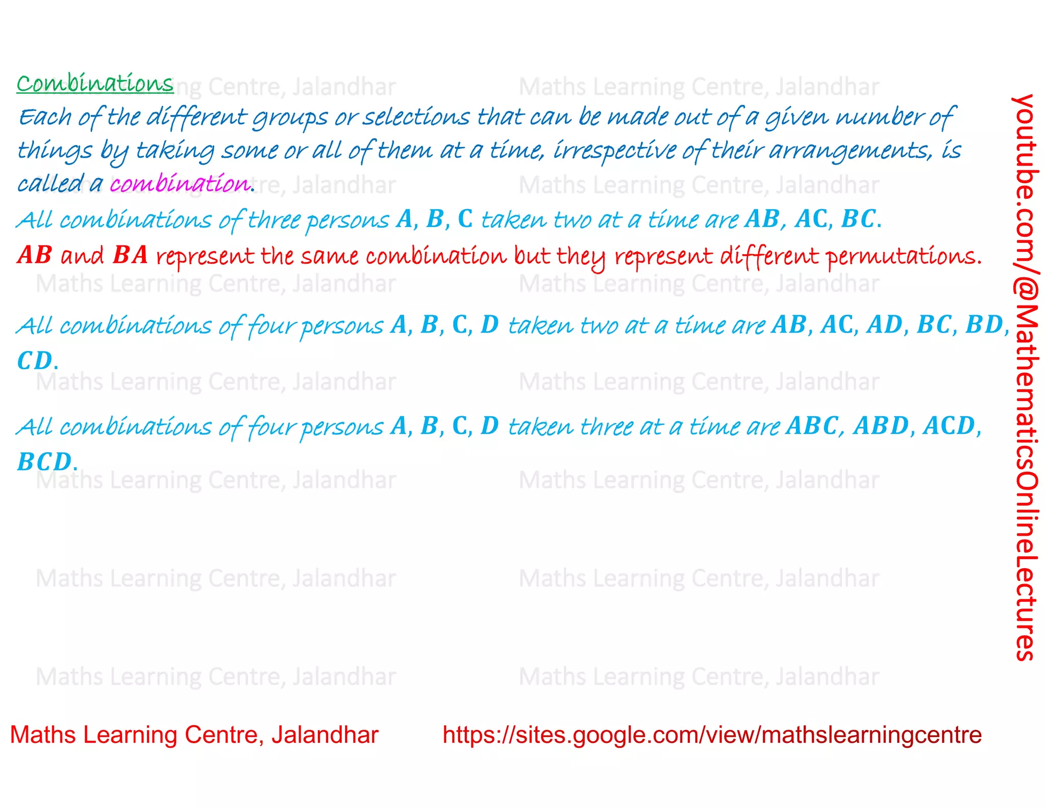 Class 11 Chapter 7 Permutations And Combinations Combinationsbasics