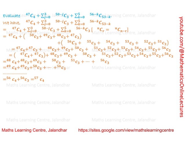 Class 11 Chapter 7 Permutations And Combinations Combinations Basics Lecture 6 Pdf